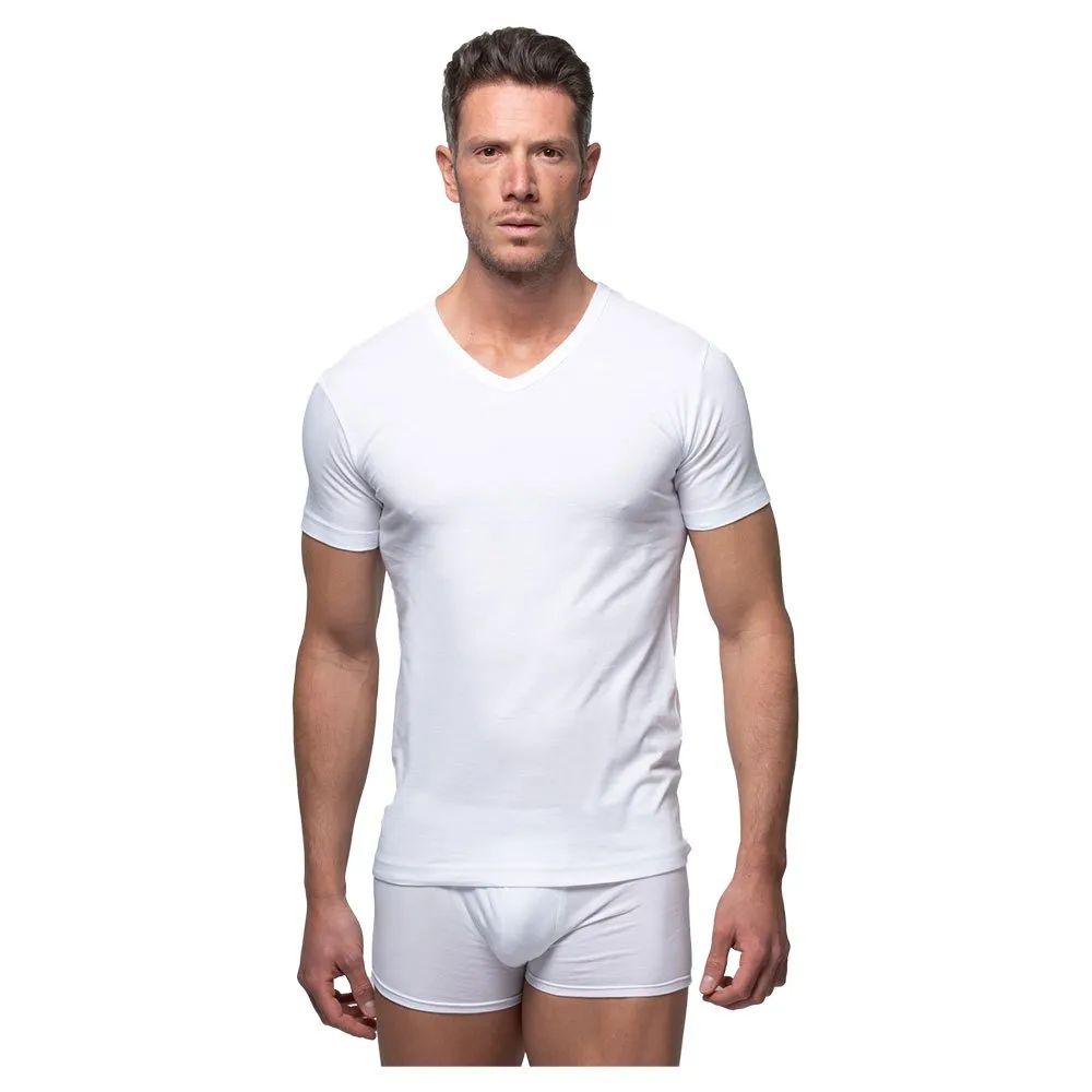 Abanderado 0508 short sleeve V neck base layer White | Dressinn
