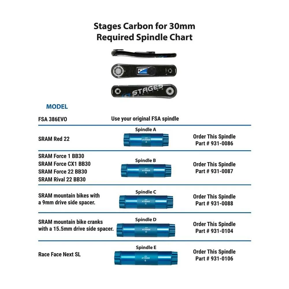 Stages cycling Spindle For Sram/Easton BB30 crank axle, Blue | Bikeinn