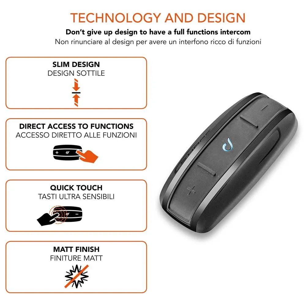 Interphone cellularline Shape Single Kit Intercom Black| Motardinn