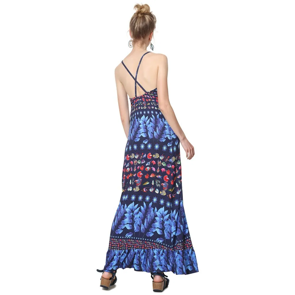 Desigual Greta Long Dress Blue | Dressinn