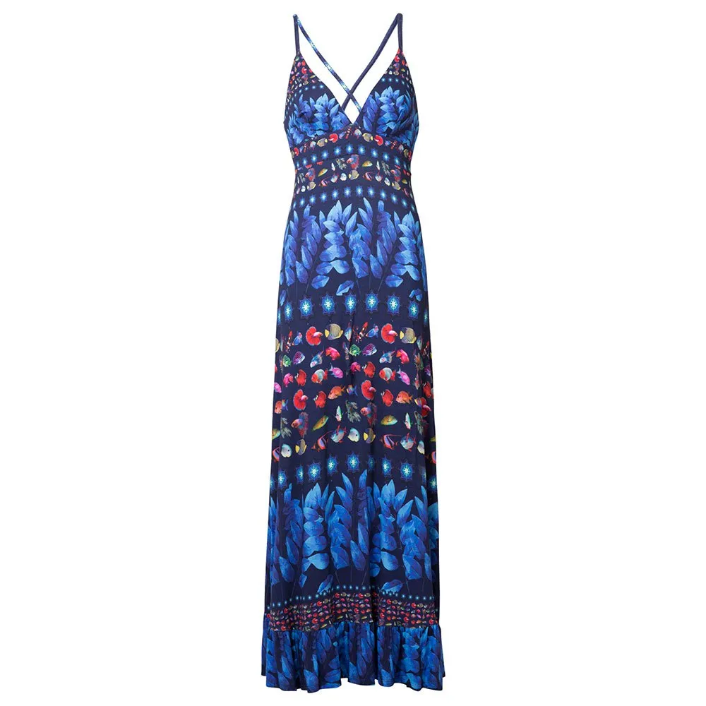 Desigual Greta Long Dress Blue | Dressinn