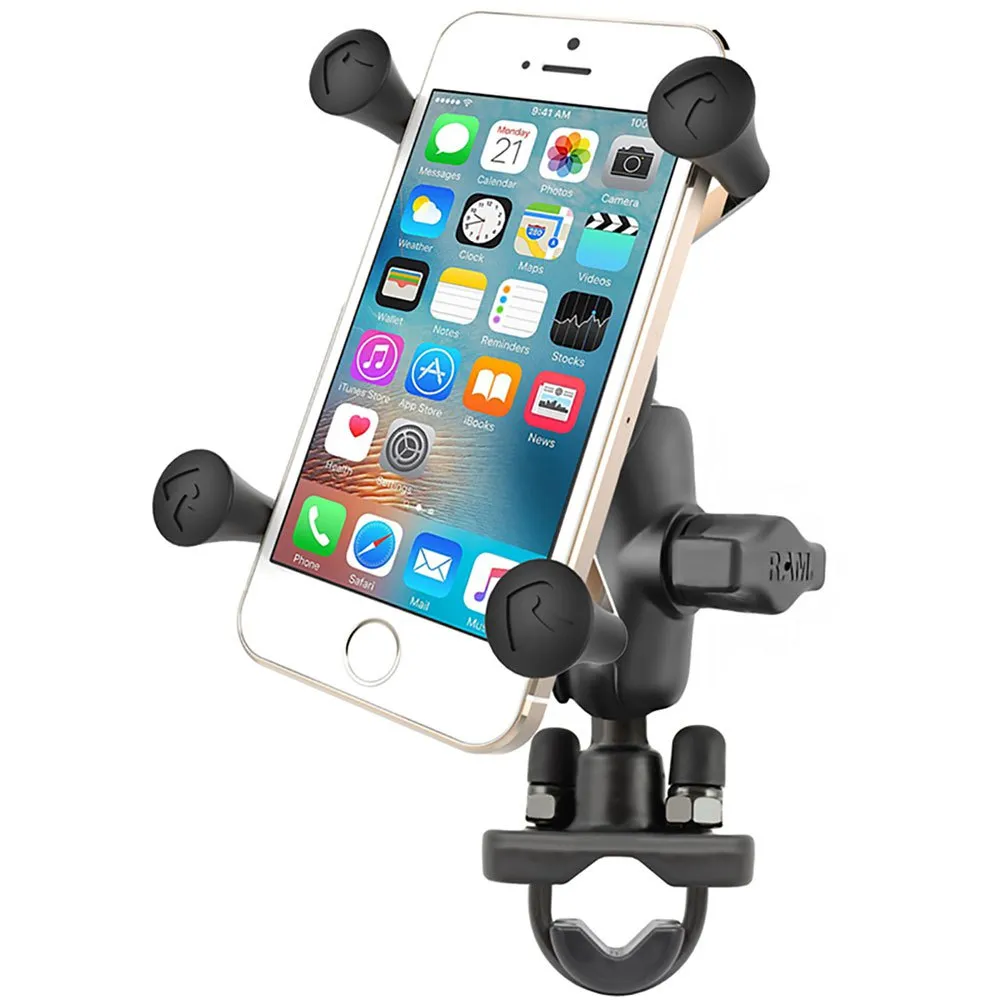 Ram mounts X-Grip Phone Mount With U-Bolt Base Support Silver| Motardinn