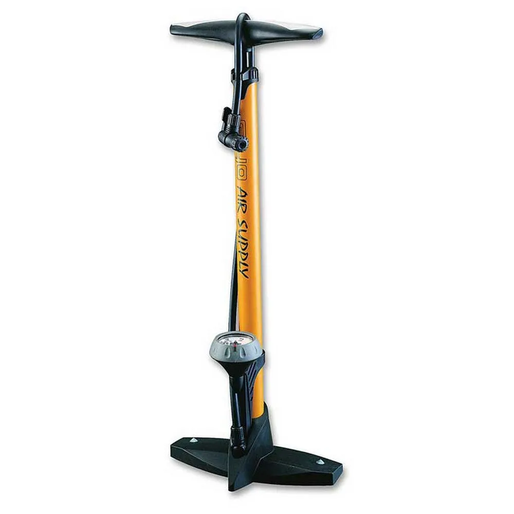 Giyo Workshop Floor Pump With Pressure Gauge, Yellow | Bikeinn