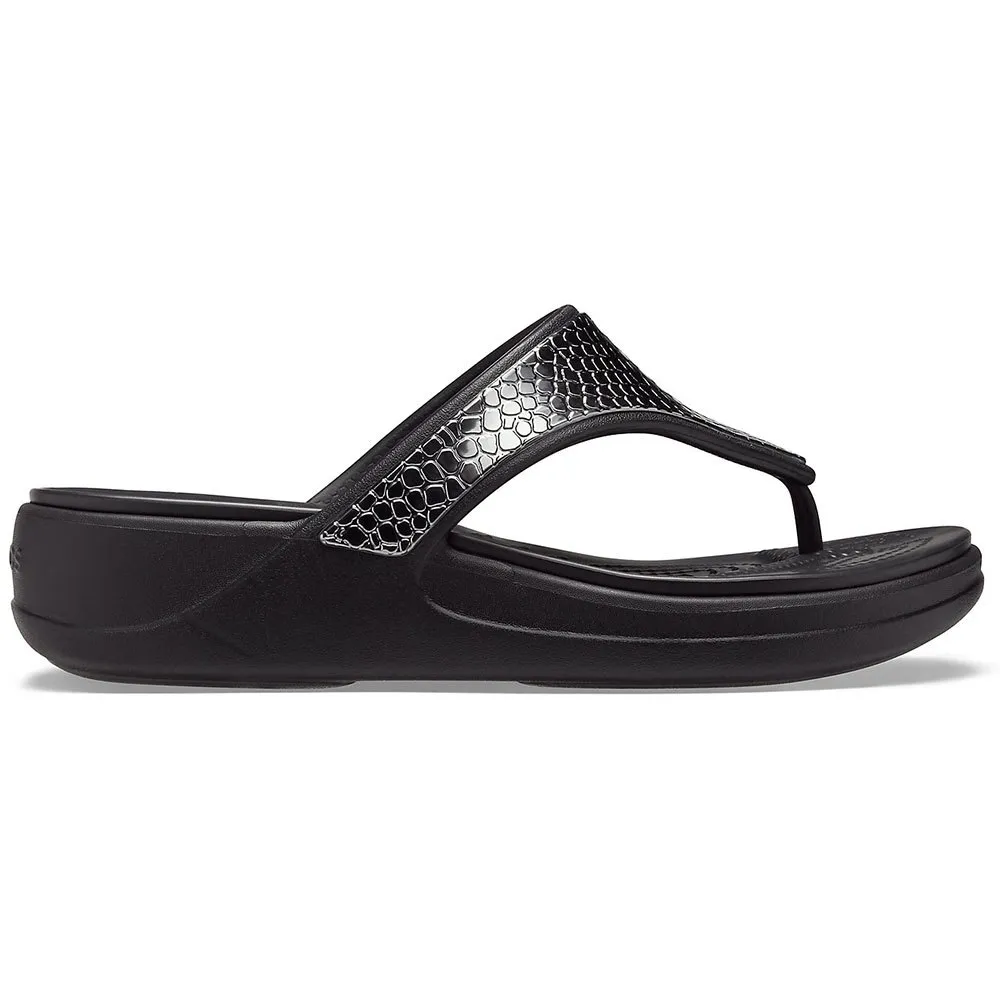 Crocs Monterey Metallicedge Flip Flops Black | Dressinn