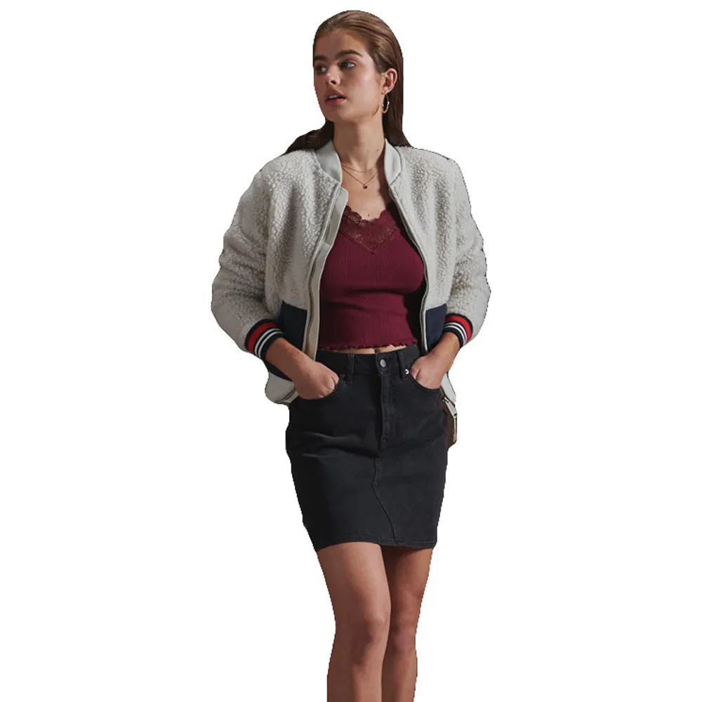 Superdry Storm Preppy Bomber Full Zip Sweatshirt Grey | Dressinn