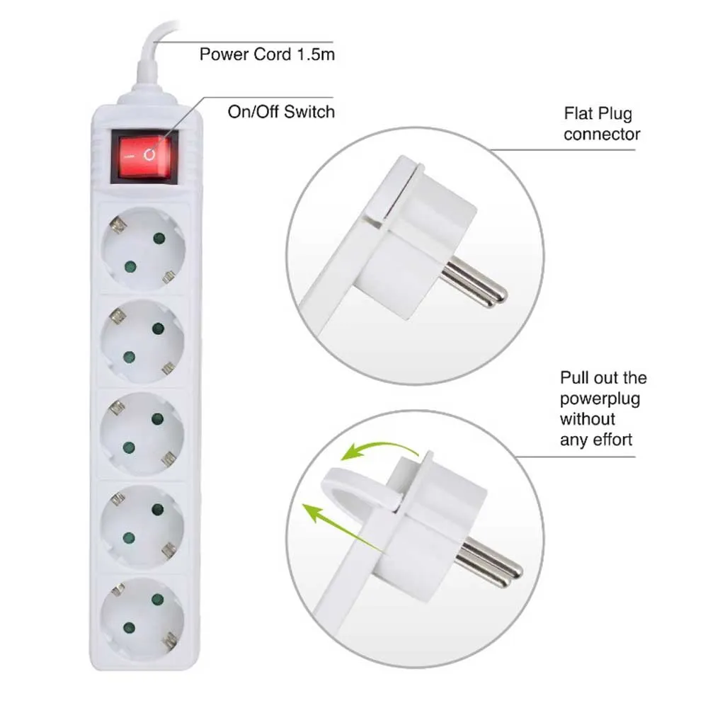 Eminent EW3955 5 Socket Shuko With Switch Power strip | Techinn