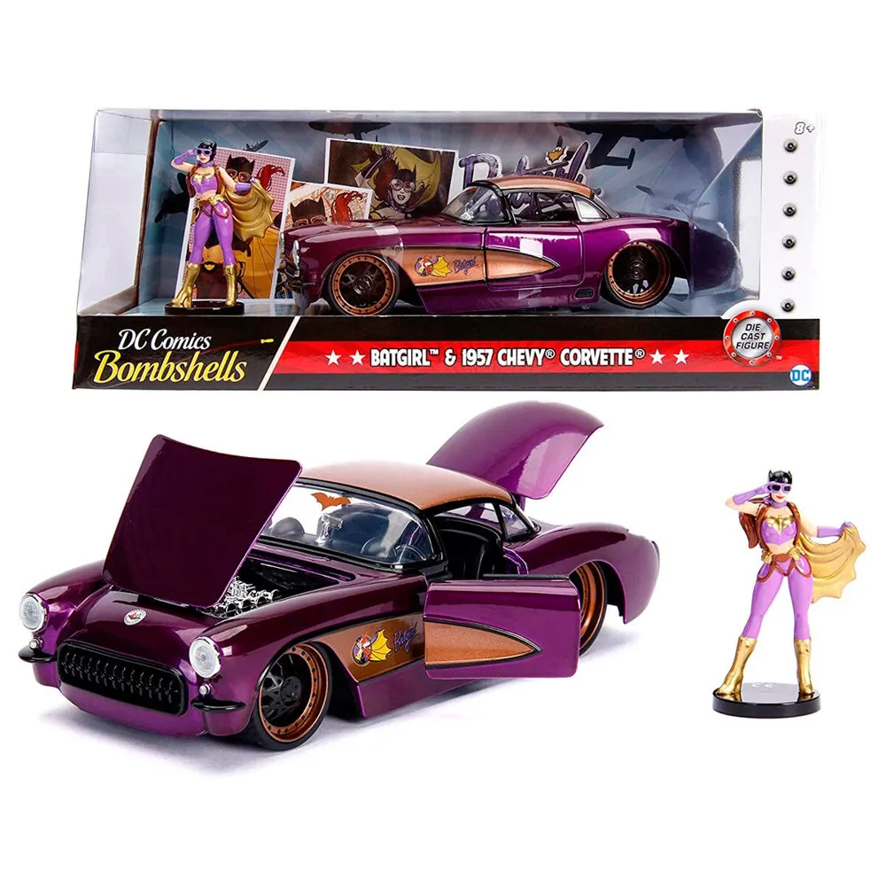 Dc comics Batgirl Chevy Corvette 1957 Metal Car+Figure Multicolor| Techinn