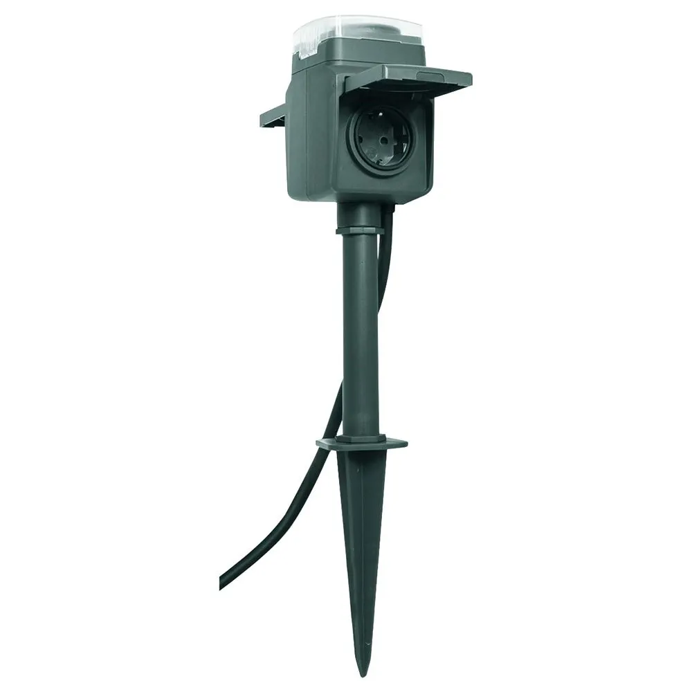 Rev Ground Spike With Double Socket Timer Black | Techinn