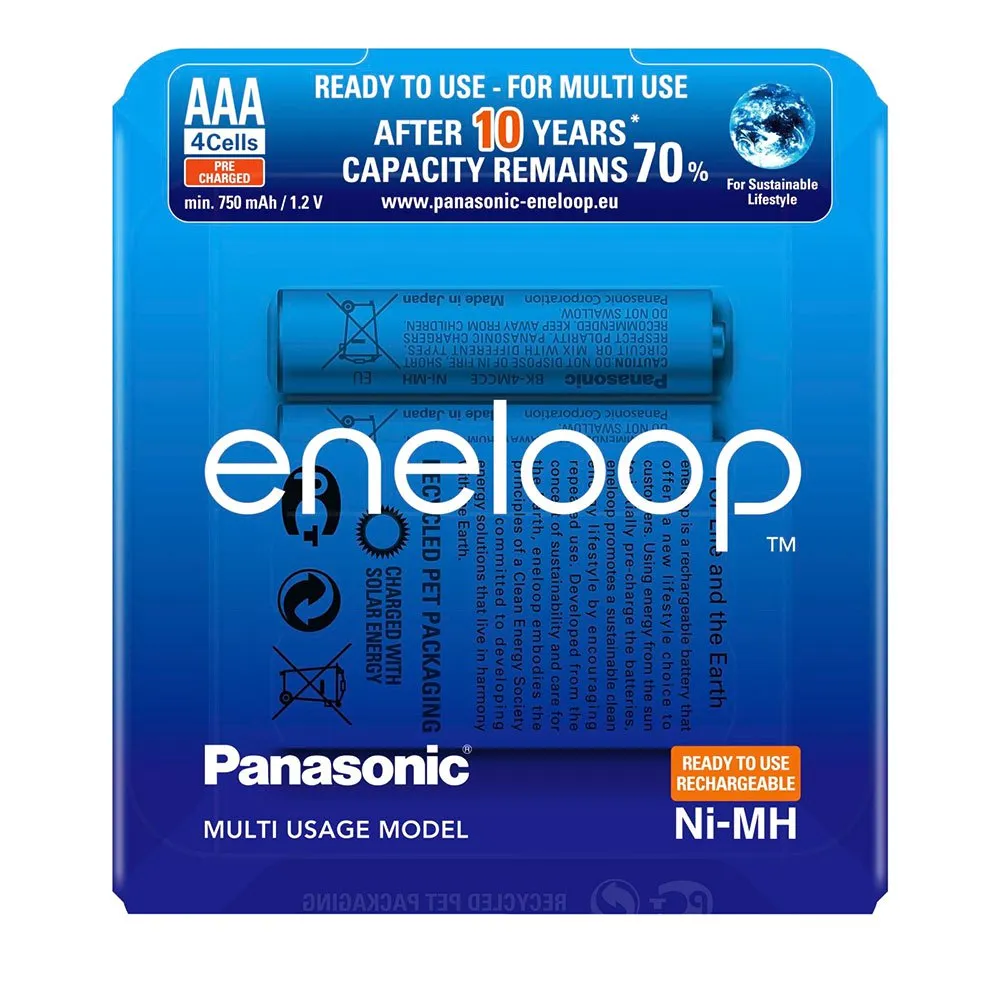 Eneloop 4 Micro AAA 750mAh Batteries Blue | Dressinn