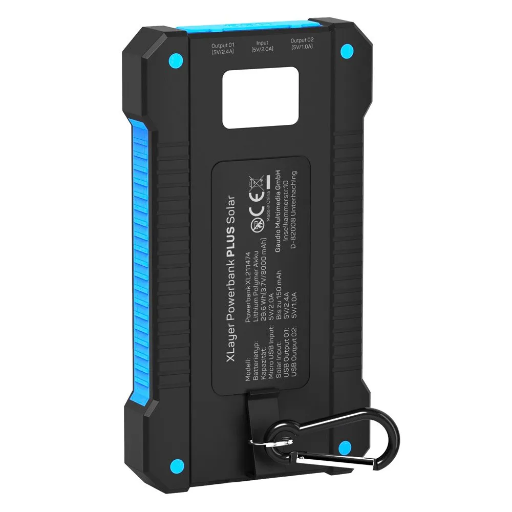 Xlayer Plus Solar 8.000mAh Powerbank Black | Techinn