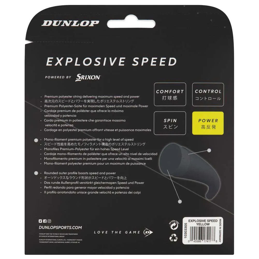 Dunlop Explosive Speed Polyester 12 m Tennis Single String| Smashinn