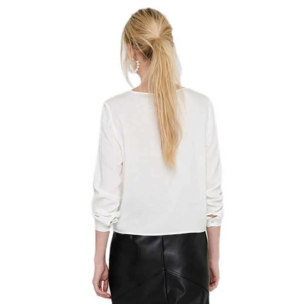 Only Nina Life Tie Long Sleeve Blouse White | Dressinn