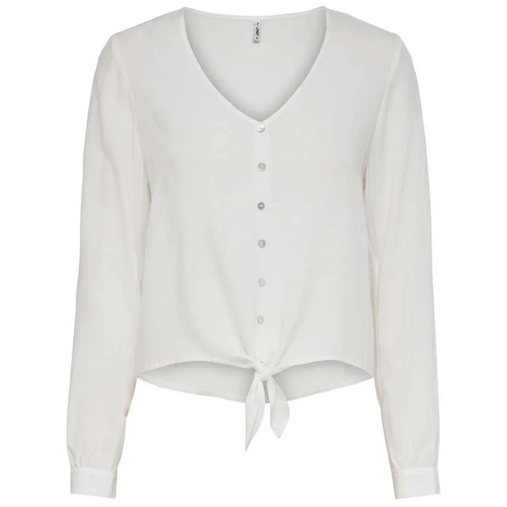Only Nina Life Tie Long Sleeve Blouse White | Dressinn