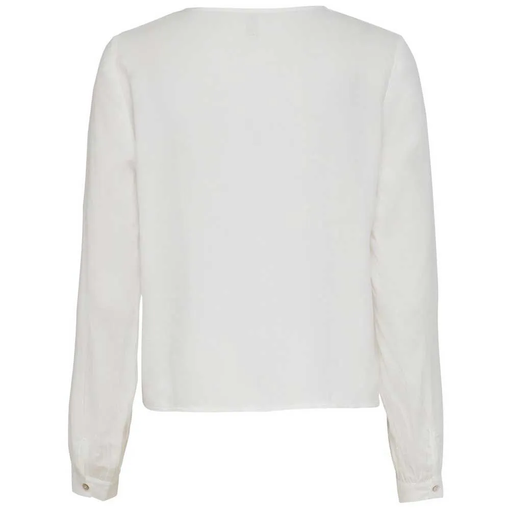 Only Nina Life Tie Long Sleeve Blouse White | Dressinn