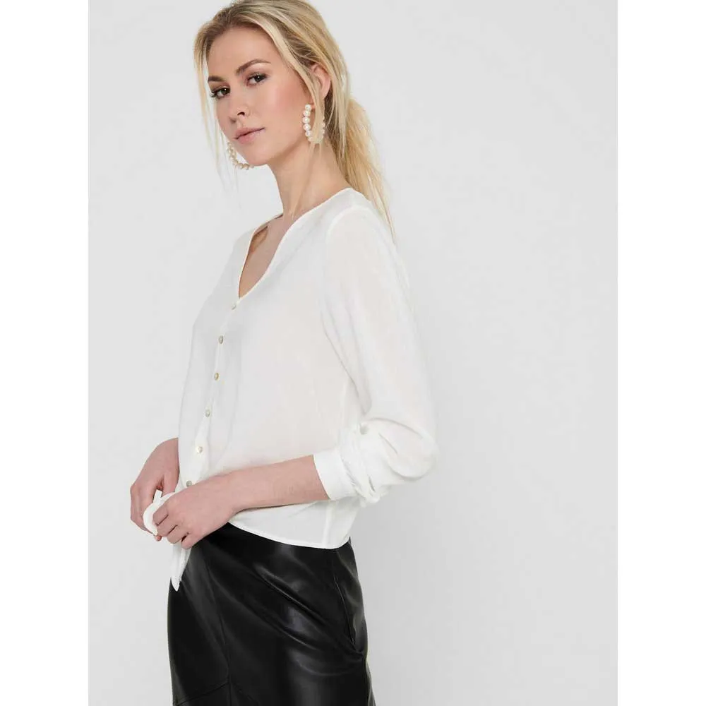 Only Nina Life Tie Long Sleeve Blouse White | Dressinn