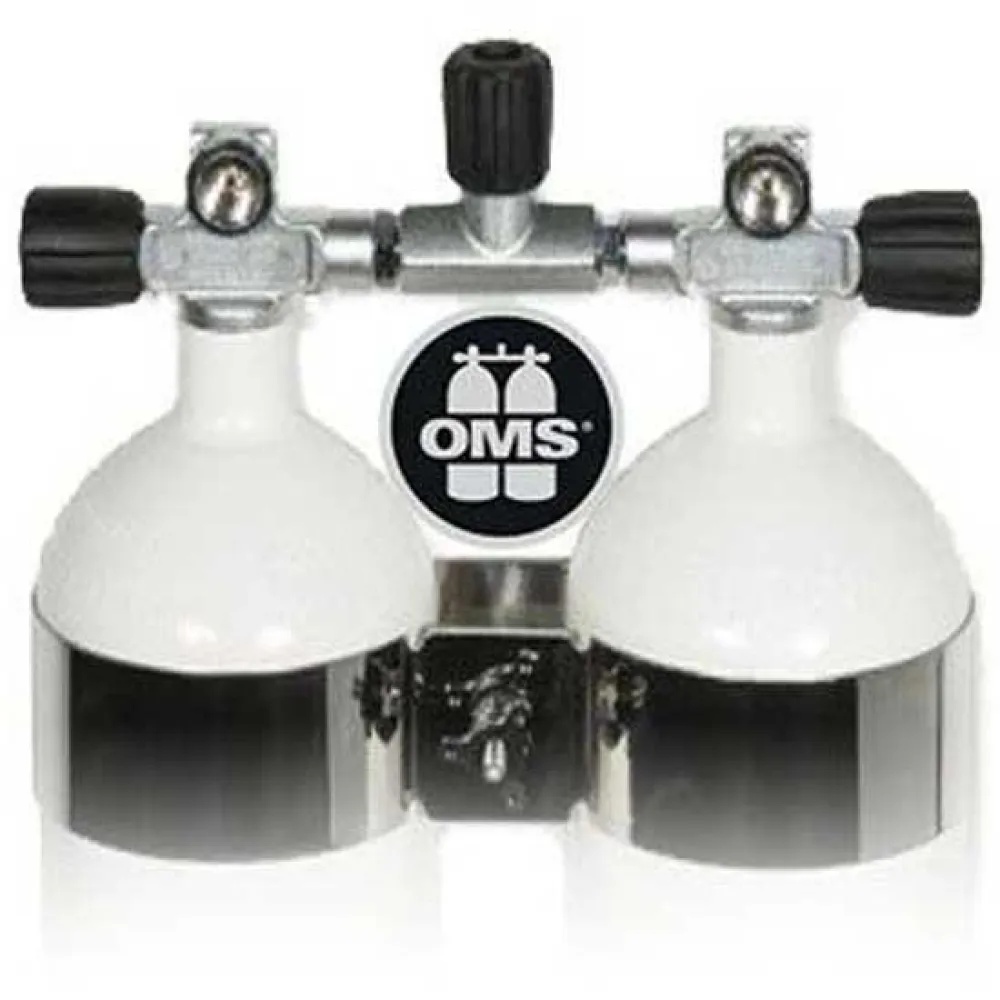 OMS Twinset Steel Scuba Tanks 12L 300 Bar Long DIR Style Bands Silver ...