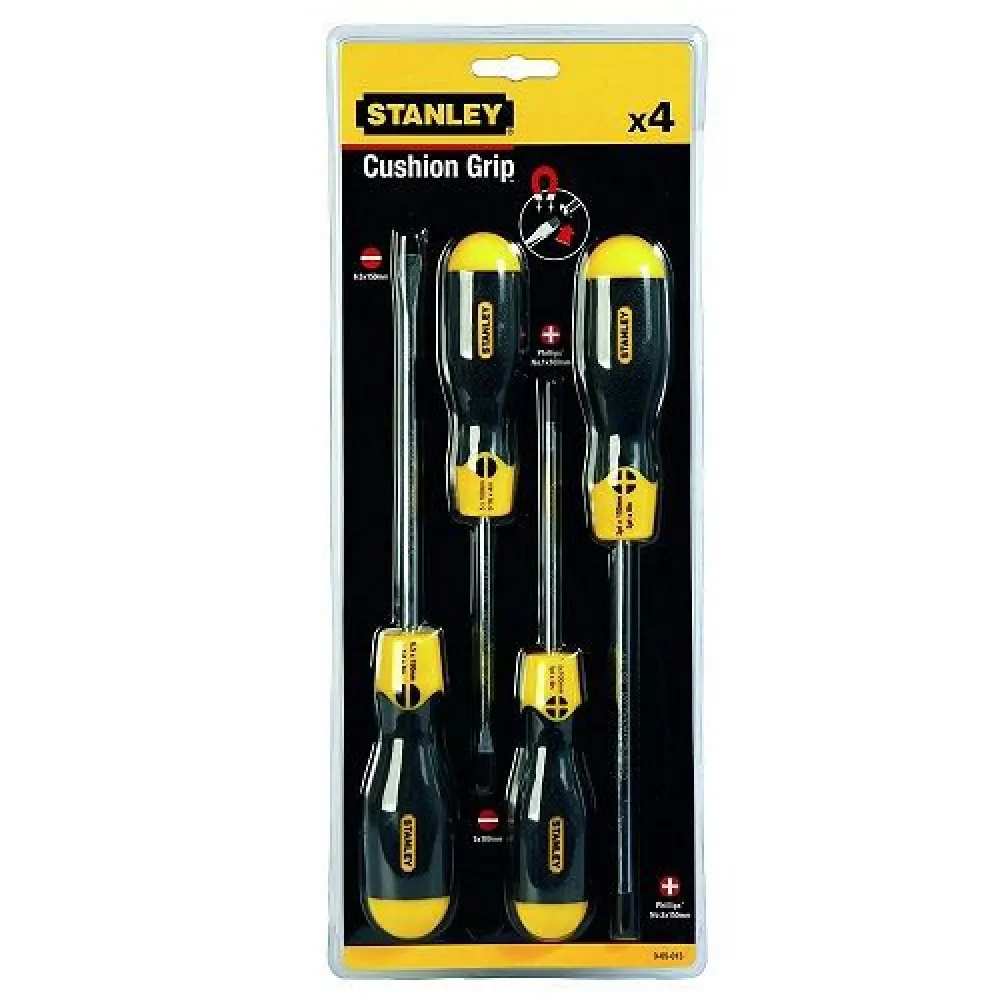 Stanley 4-Piece Flat Blade And Phillips Screwdriver Set Black| Bricoinn