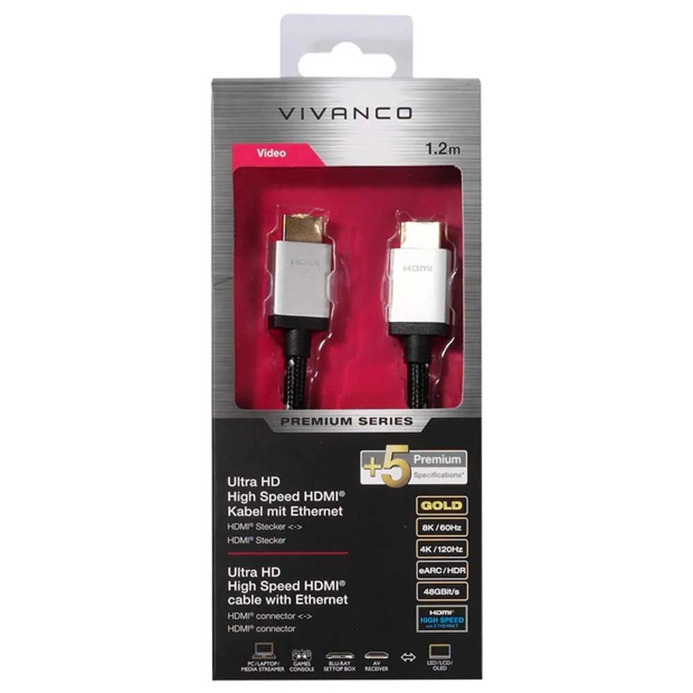 Vivanco High Speed HDMI 2.1 Cable With Ethernet 8K 1.2 m Black| Techinn