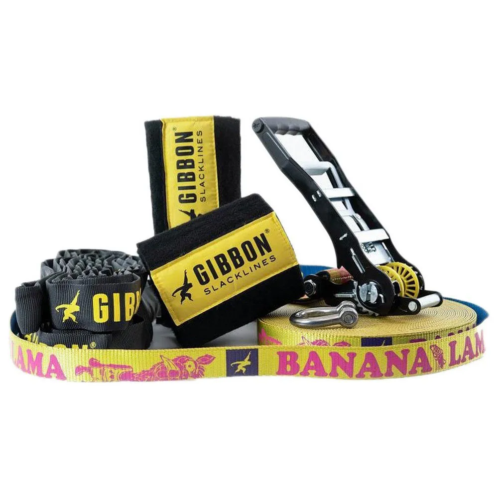 Gibbon slacklines Kit de slackline BananaLama TreeWear Amarillo| Trekkinn