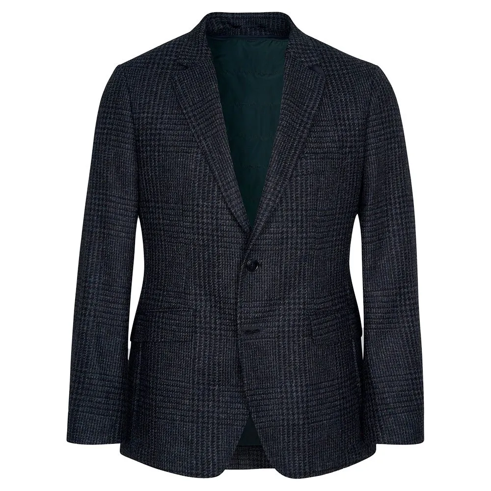 Hackett Shetland Gcheck Zip Out Blazer Blue | Dressinn