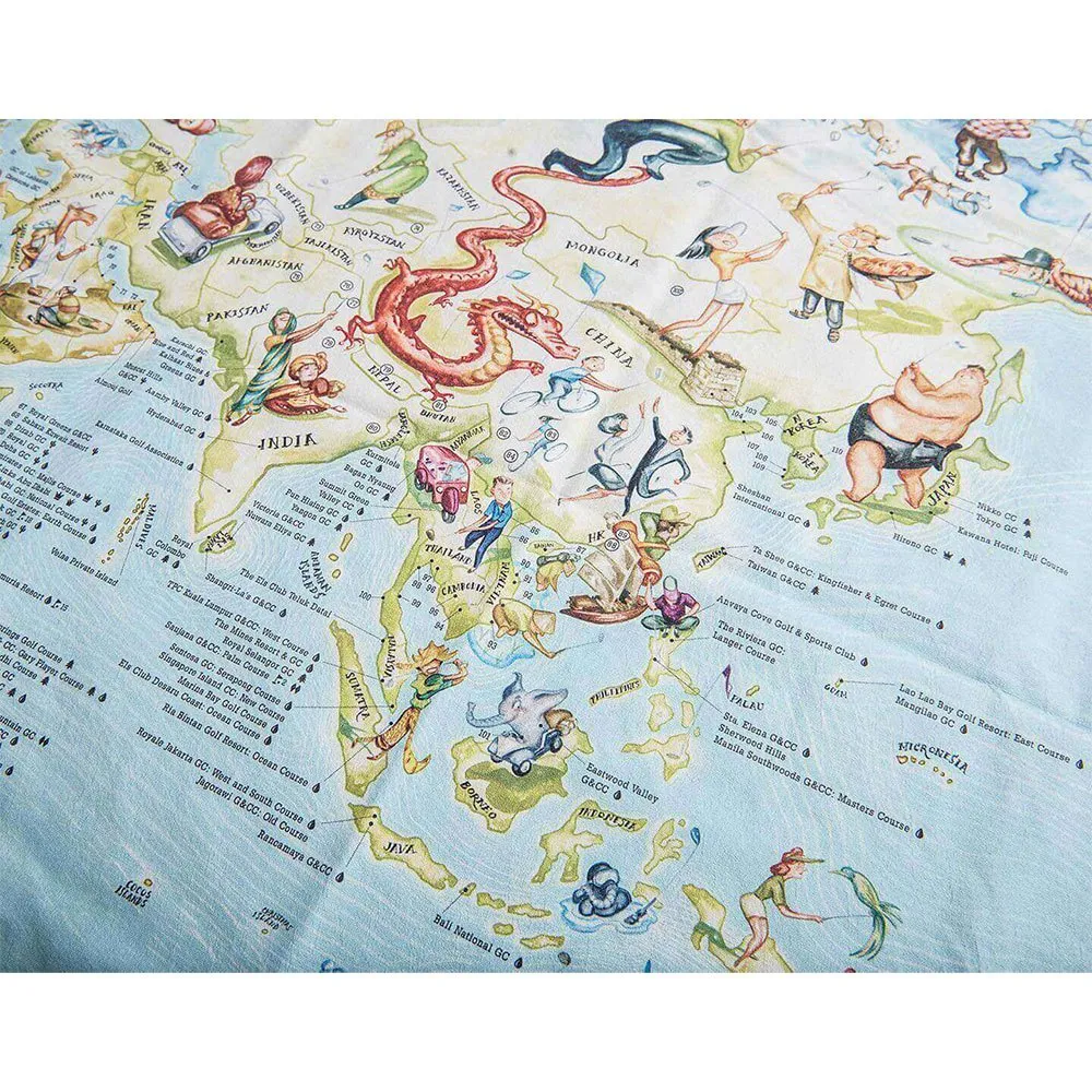 Awesome maps Golf Map Best Courses In The World towel Multicolor| Traininn