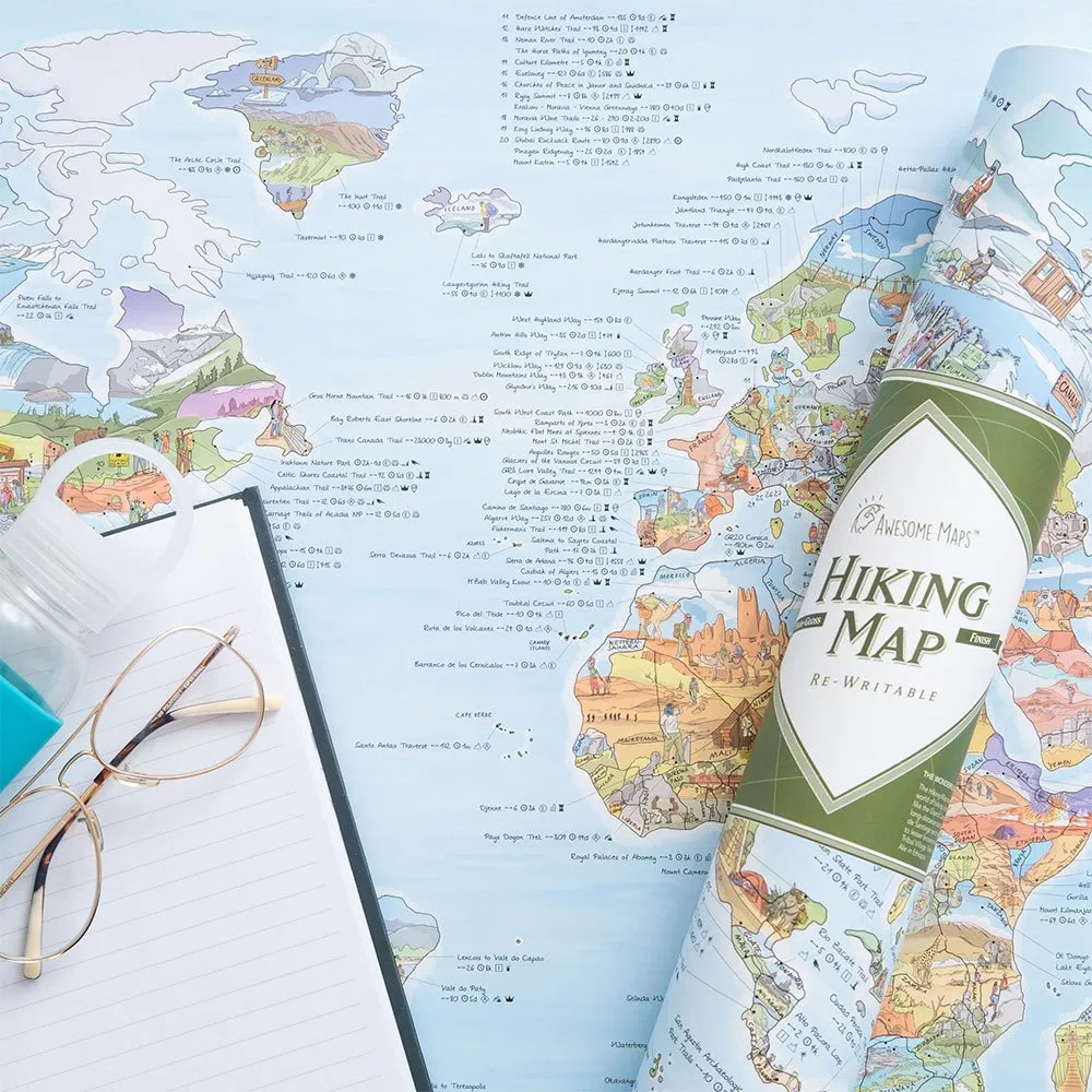 Awesome maps Hiking Map Best Trails In The World White | Trekkinn