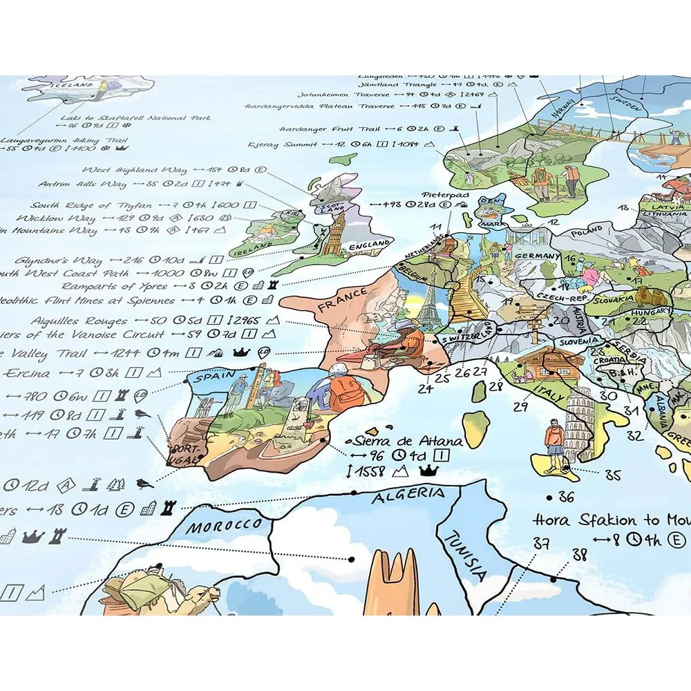 Awesome maps Hiking Map Best Trails In The World White | Trekkinn