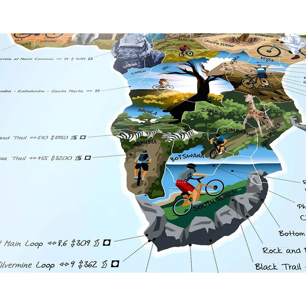 Awesome maps Mountain Bike Best Trails In The World map, Multicolor ...