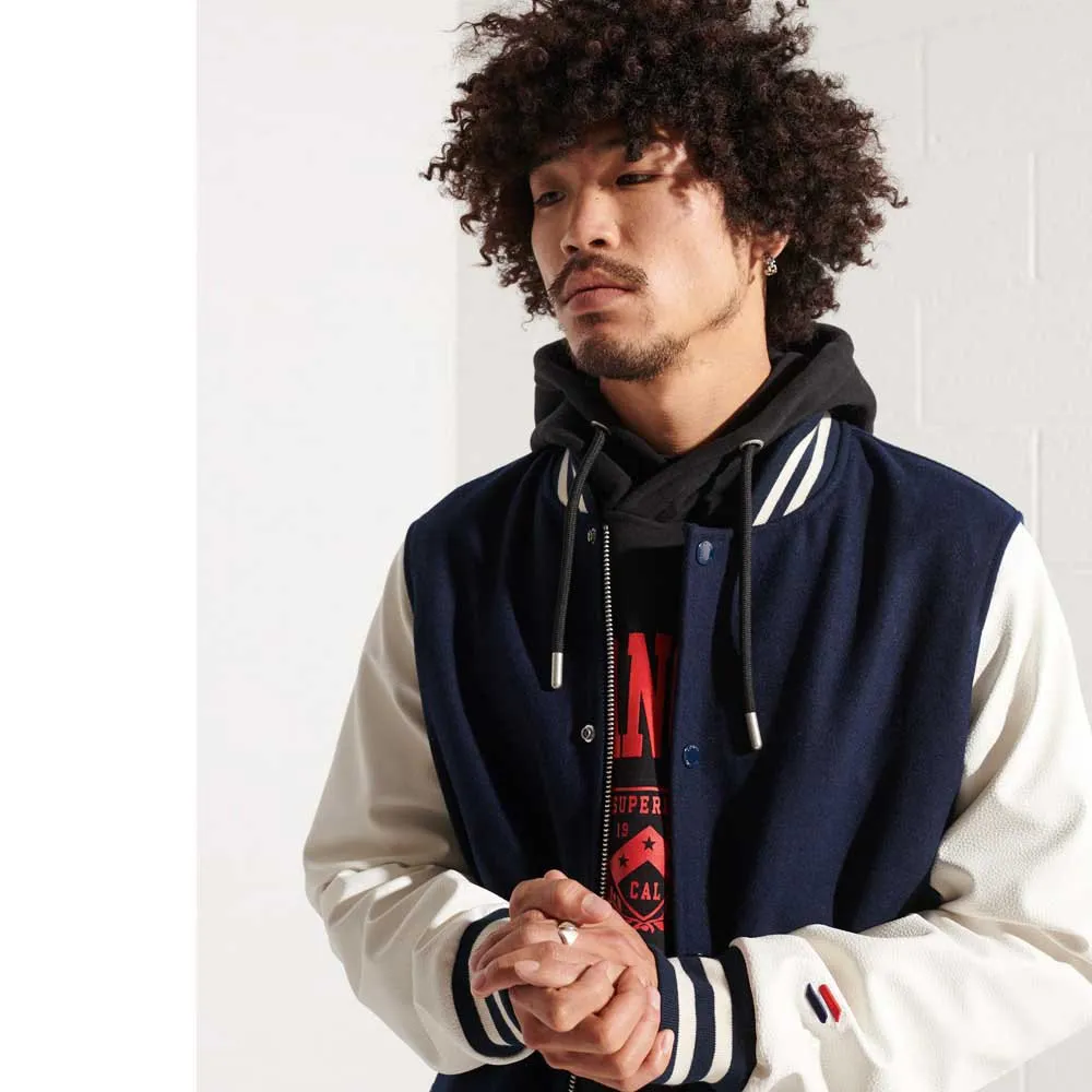 Superdry Wool Varsity Baseball Jacket Blue | Dressinn