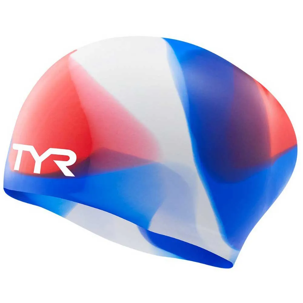 TYR Tie Dye Long Hair Swimming Cap White | Swiminn