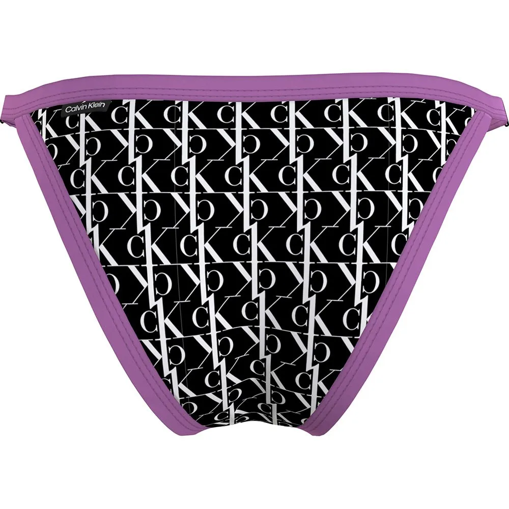 Calvin klein String Cheeky Monogram Tie Side Bikini Bottom Black| Dressinn