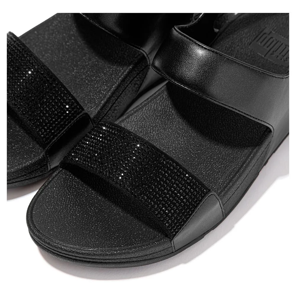 Fitflop Lulu Crystal Back-Strap Sandals Black | Dressinn