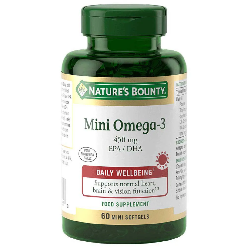 Natures bounty Mini Omega-3 450mg Sabor Neutro 60 Capsulas, Multicolor ...