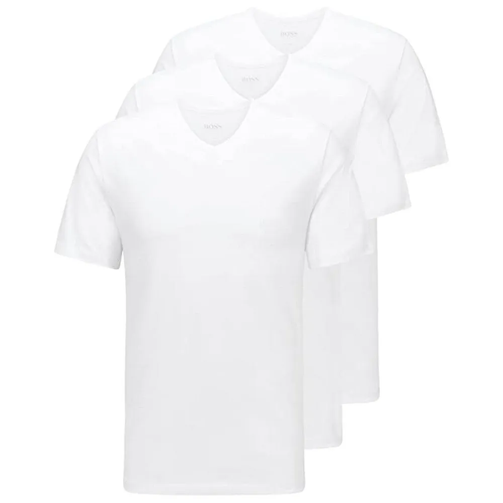 BOSS Classic short sleeve V neck base layer 3 units White| Dressinn
