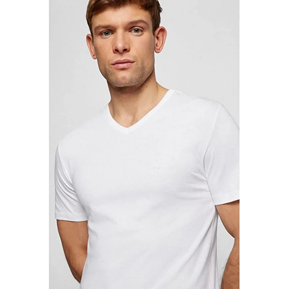 BOSS Classic short sleeve V neck base layer 3 units White| Dressinn