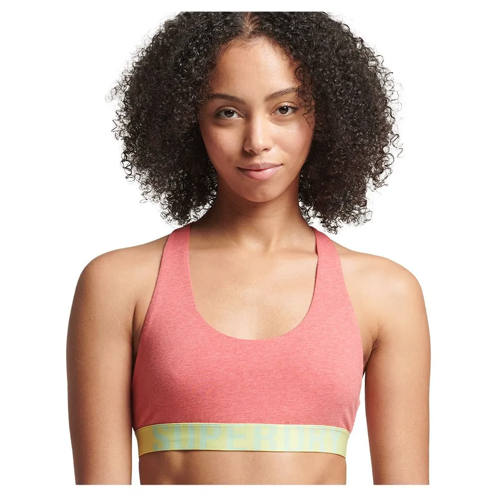 Superdry Large Logo Crop Bralette Bra Pink | Dressinn