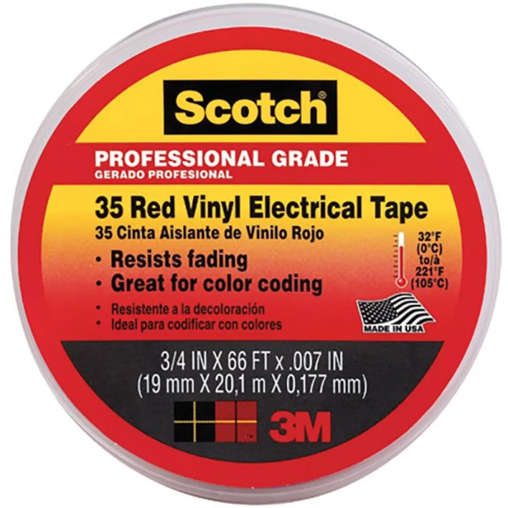 3M Scotch 35 Vinyl Electrical Tape 20 m Red | Waveinn