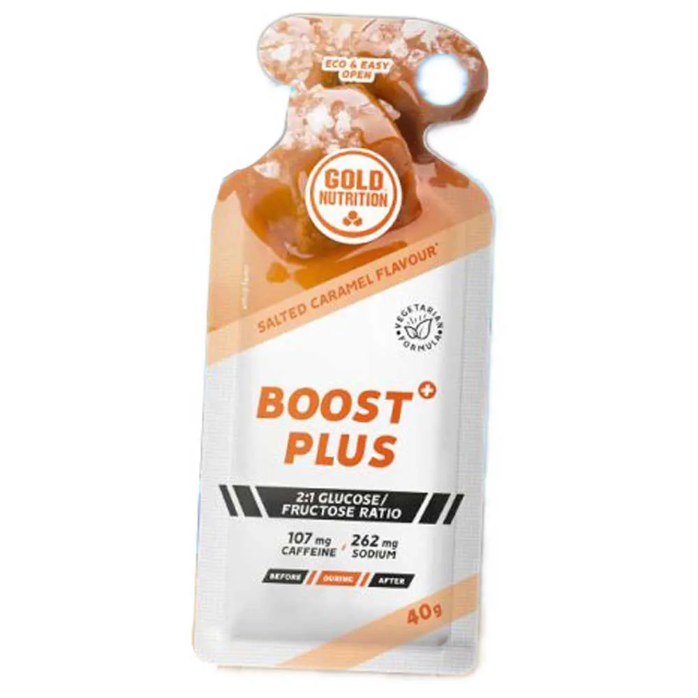 Gold nutrition Boost Plus 40g Salted Caramel Energy Gels, Brown | Bikeinn