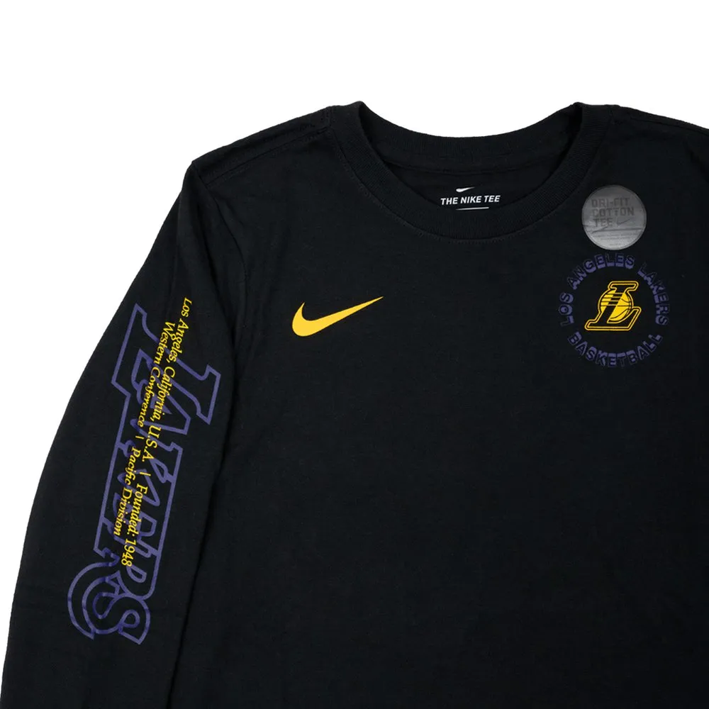 Nike Nba Los Angeles Lakers Logo Long Sleeve T-Shirt Black| Dressinn