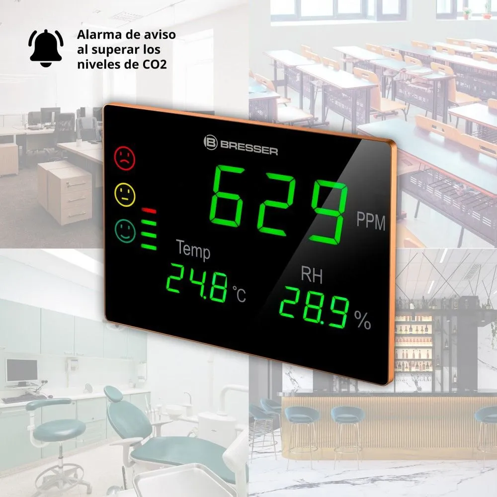 Bresser Co2 Measuring Device Smile Traffic Lights Extra-Large Led ...