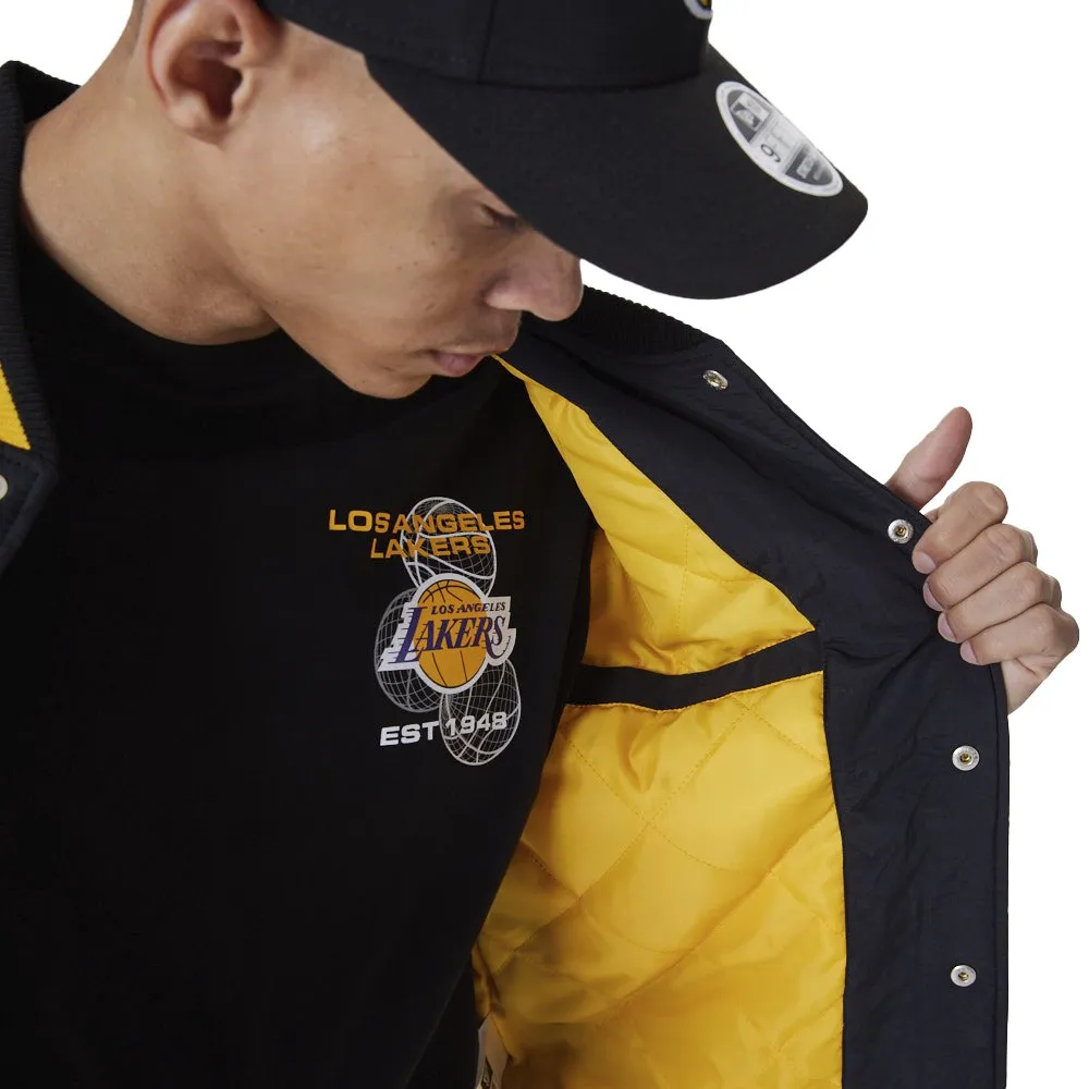 New era Team Logo Los Angeles Lakers Bomber Jacket Black| Dressinn