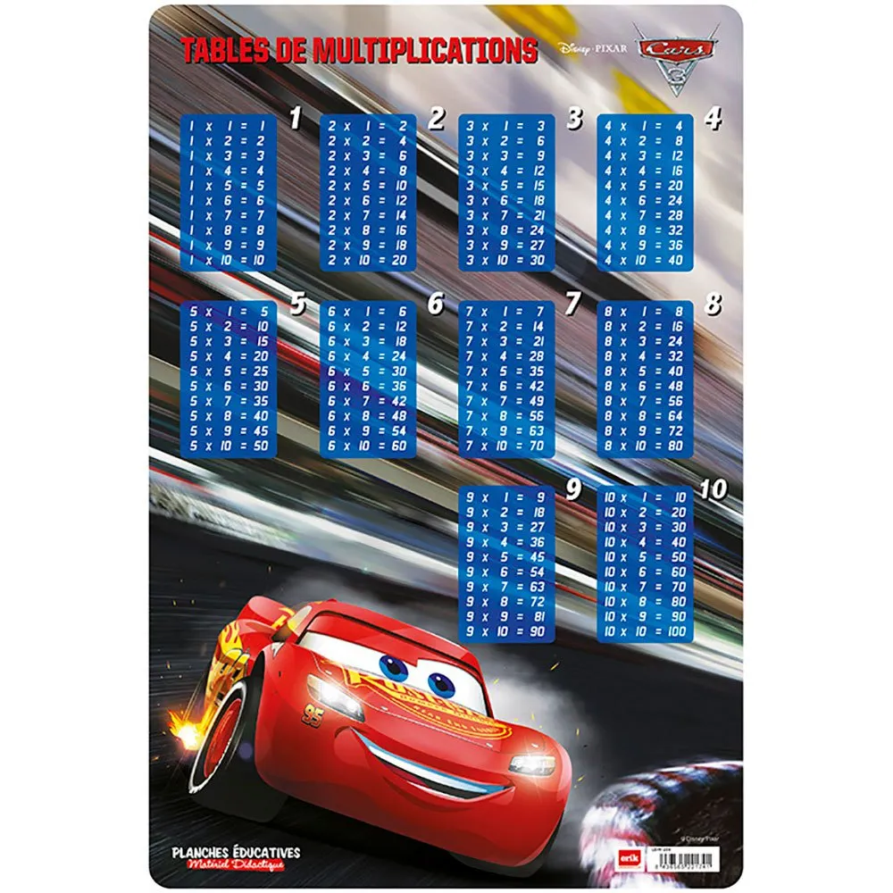 Cars Lamina Educativa Frances Table De Multiplication Cars 3 | Kidinn
