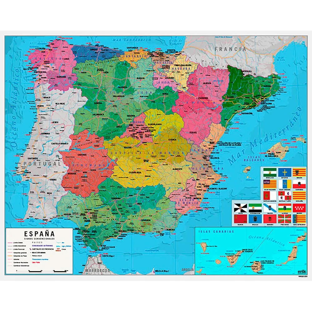 Grupo erik Mini Poster Map Of Spain Multicolor | Kidinn