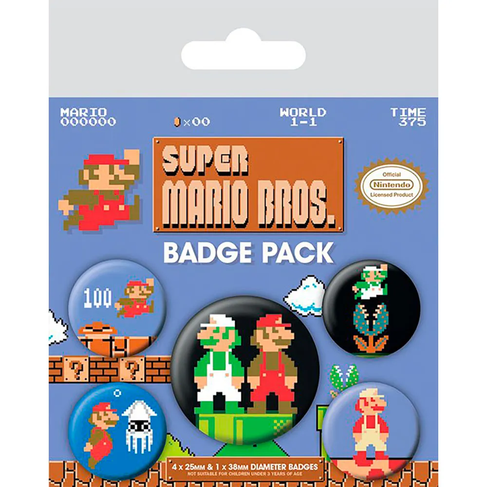 Pyramid Super Mario Bros Badge Pack Clear | Kidinn