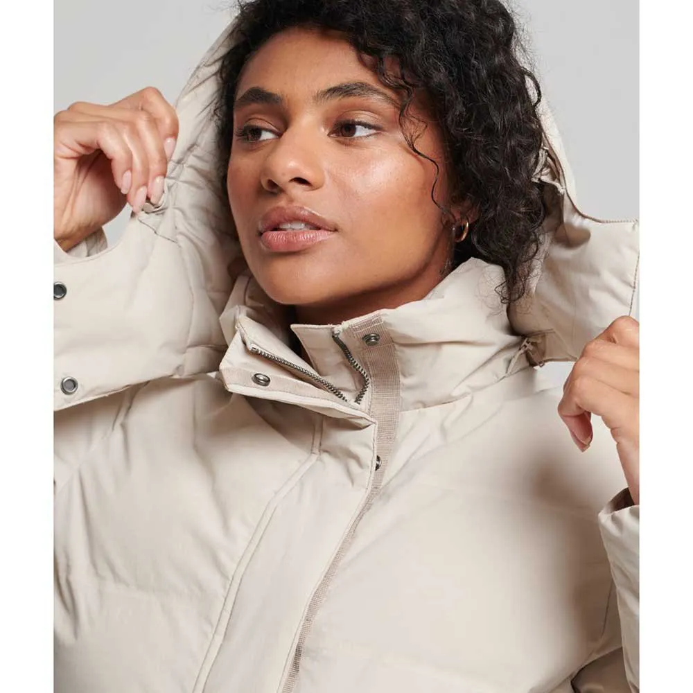Superdry Train Boxy Puffer down jacket Beige | Snowinn