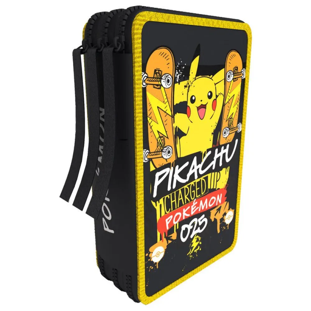 Cyp brands Pokémon Triple Pocket Pencil Case Pikachu Charged 025 Black ...