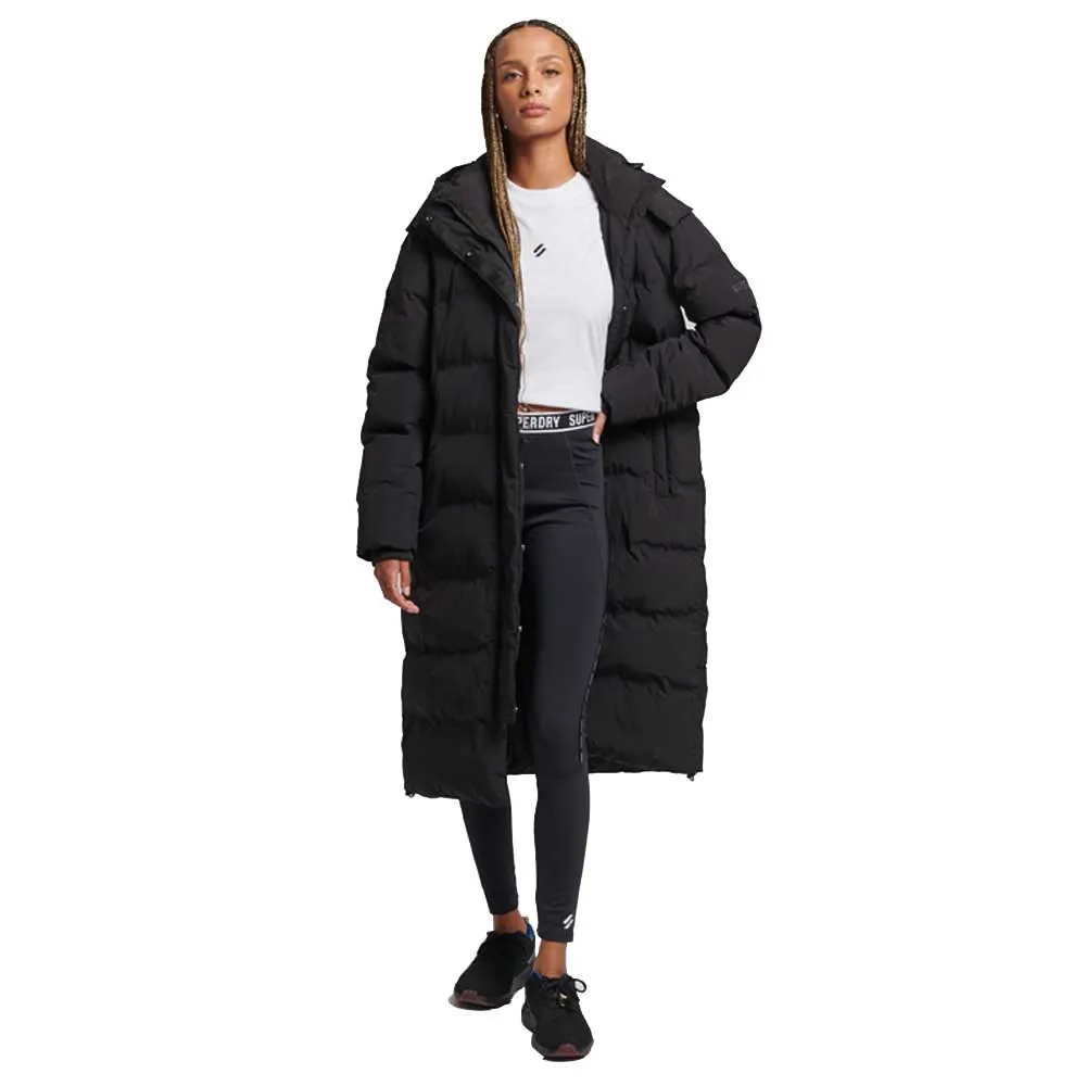 Superdry Train Longline Padded jacket Black | Dressinn