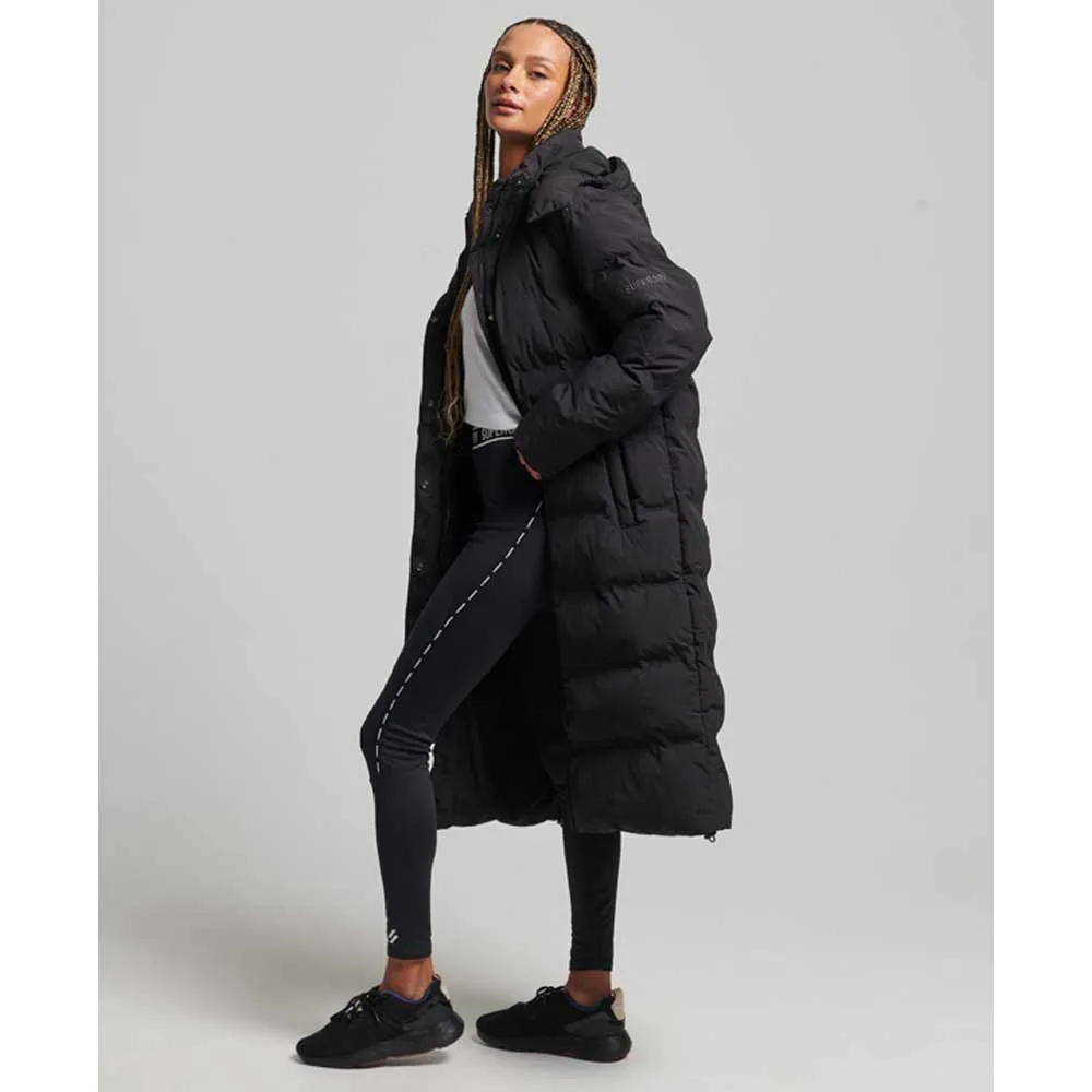 Superdry Train Longline Padded jacket Black | Dressinn