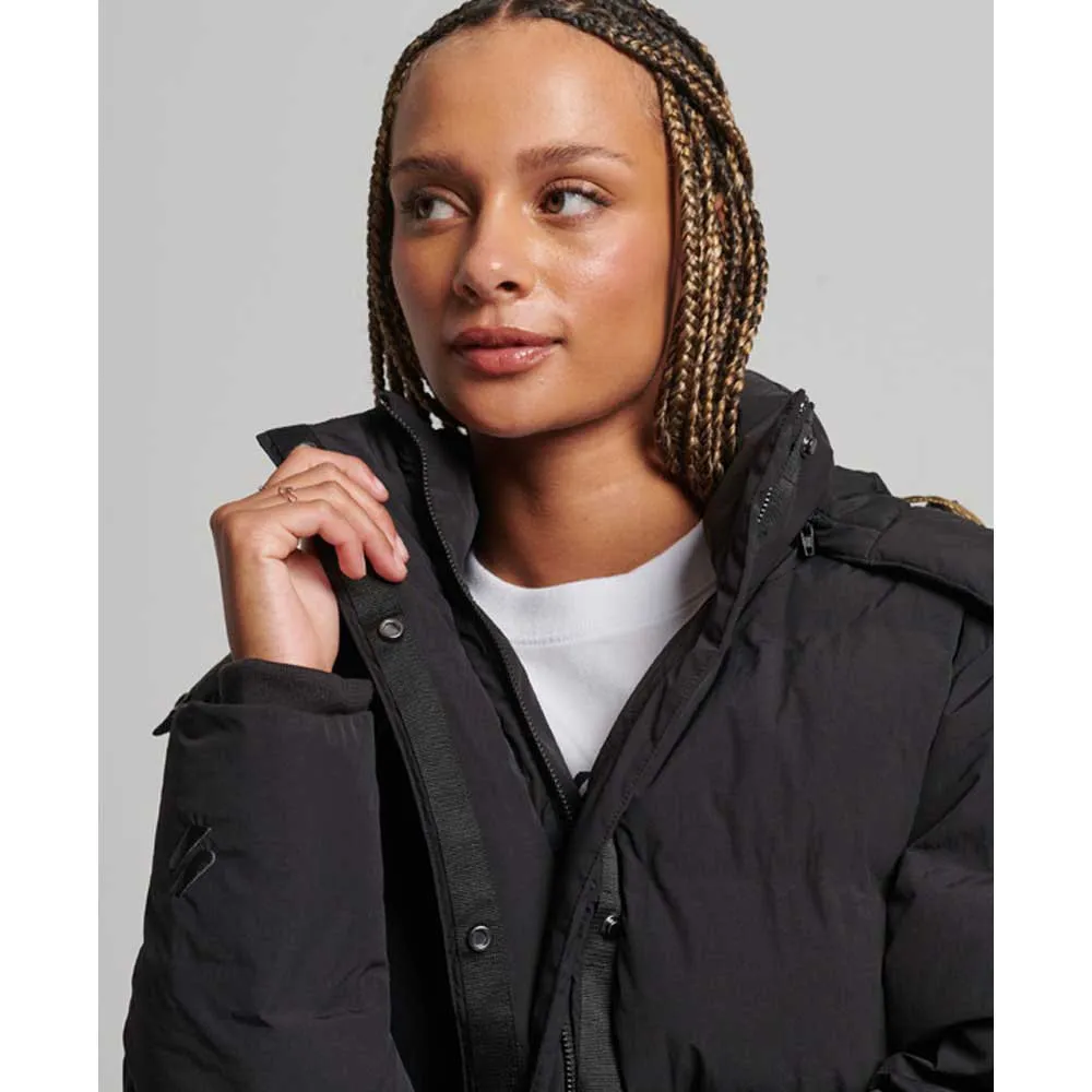 Superdry Train Longline Padded jacket Black | Dressinn
