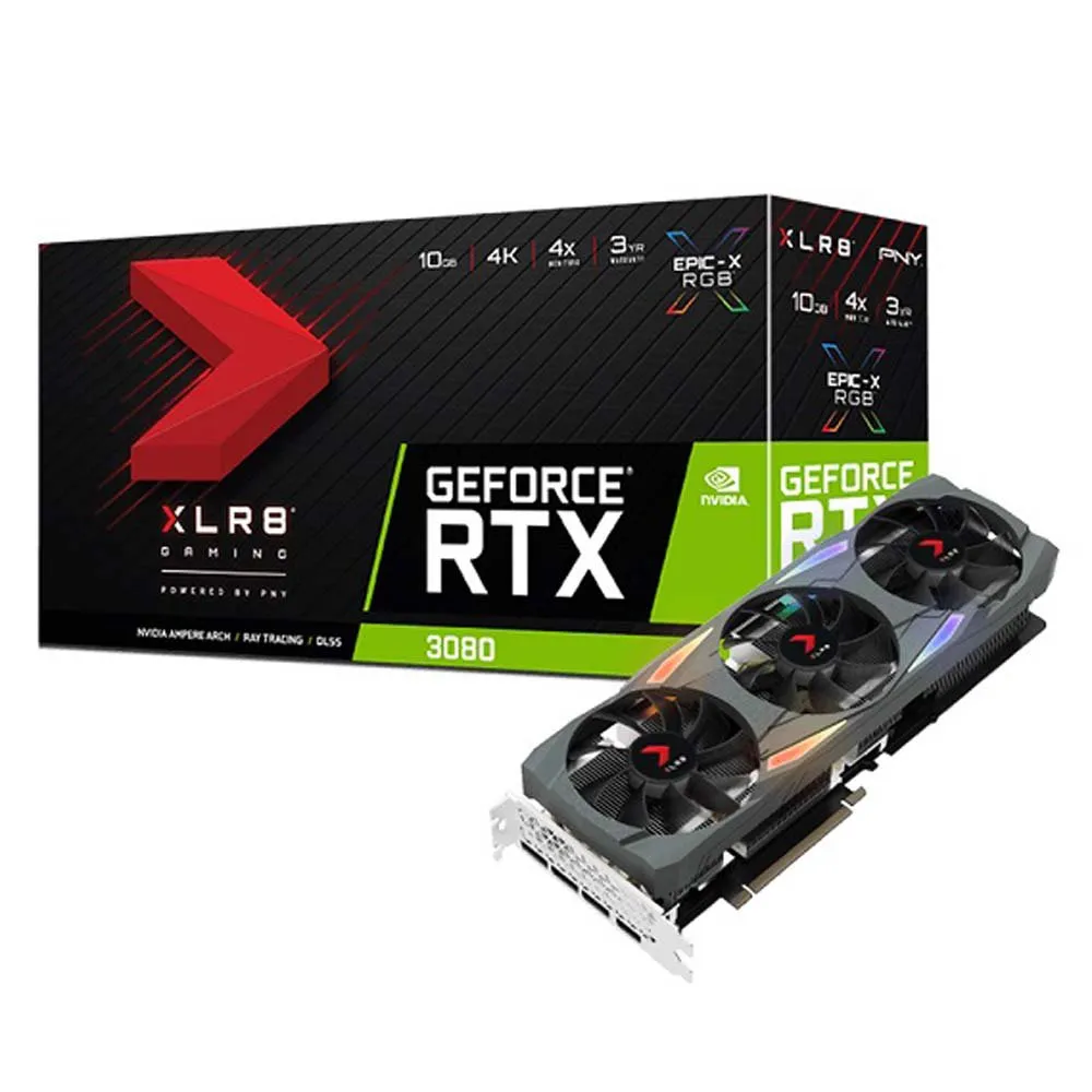 Pny Tarjeta Gráfica RTX 3080 XLR8 Gaming Uprising Epix-X RGB 10GB GDDR5 ...